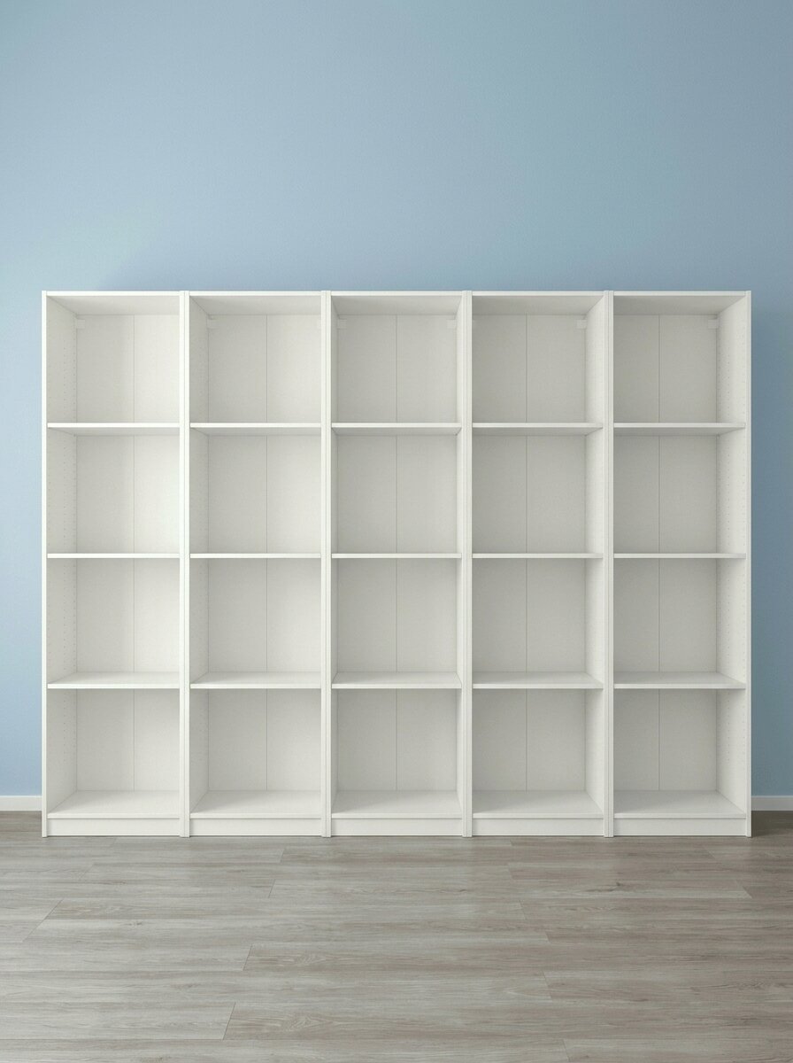 Стеллаж икеа "KLEPPSTAD", 200 см x 176 см x 55 см, белый цвет, 15 полок