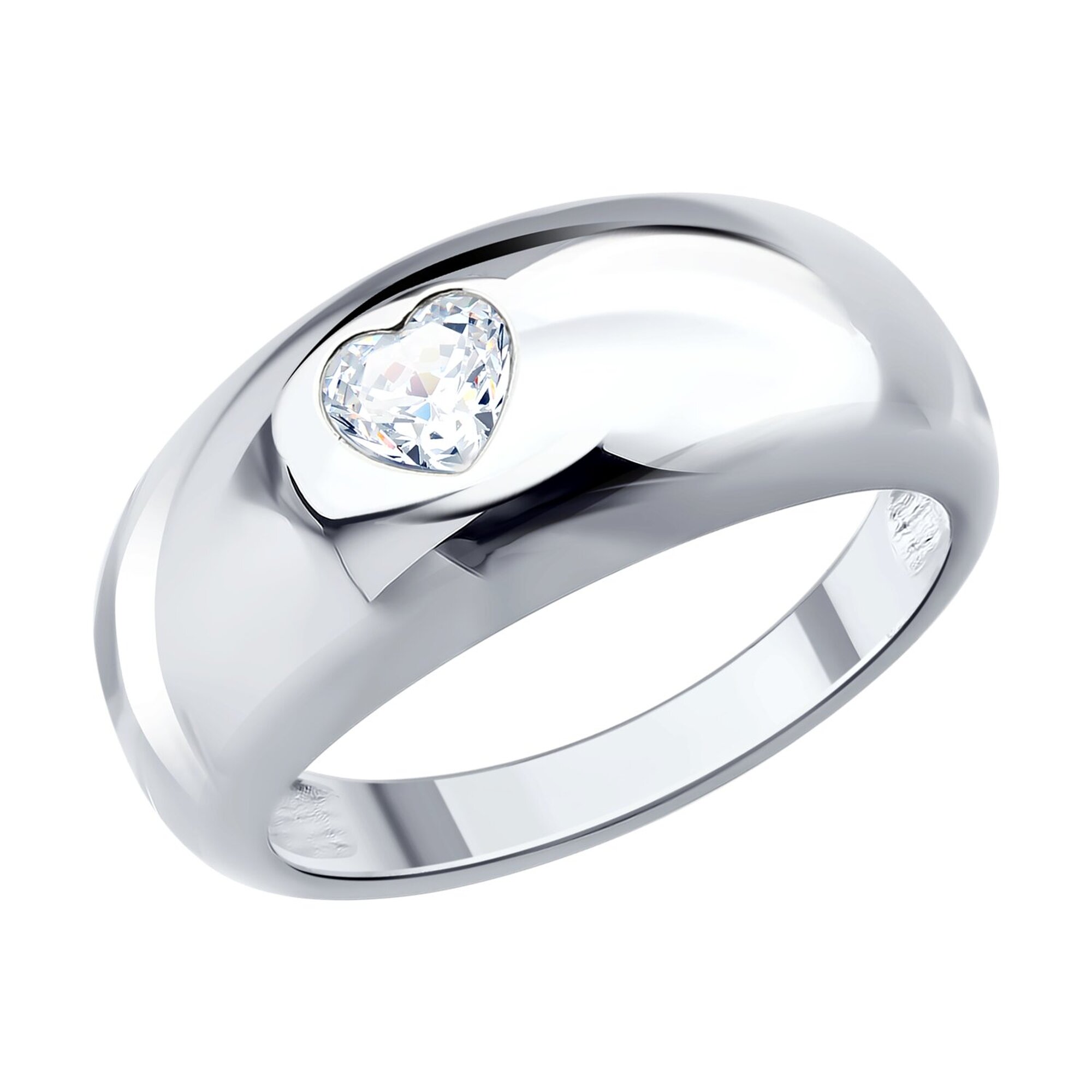 Кольцо Diamant online, серебро, 925 проба, родирование, фианит
