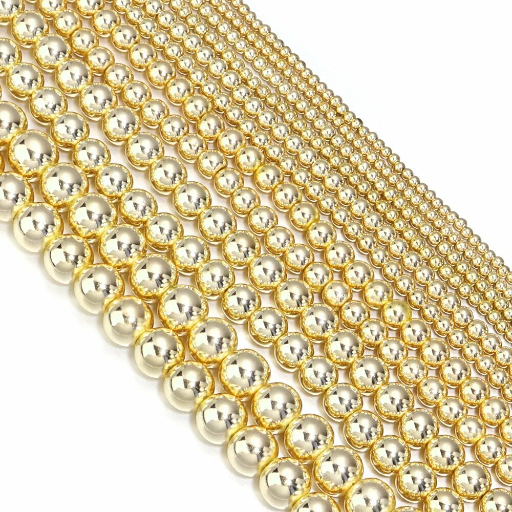 Черные бусины из гематита 2/3/4/6/8/10 мм, DIY jewelry 2mm apx 190pcs, Plating gold 2