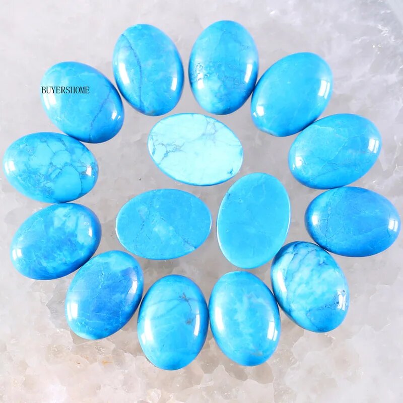 Кабошоны из лазурита-зоизита BUYERSHOME 18x13 мм 10 шт. Голубой, Blue Turquoise