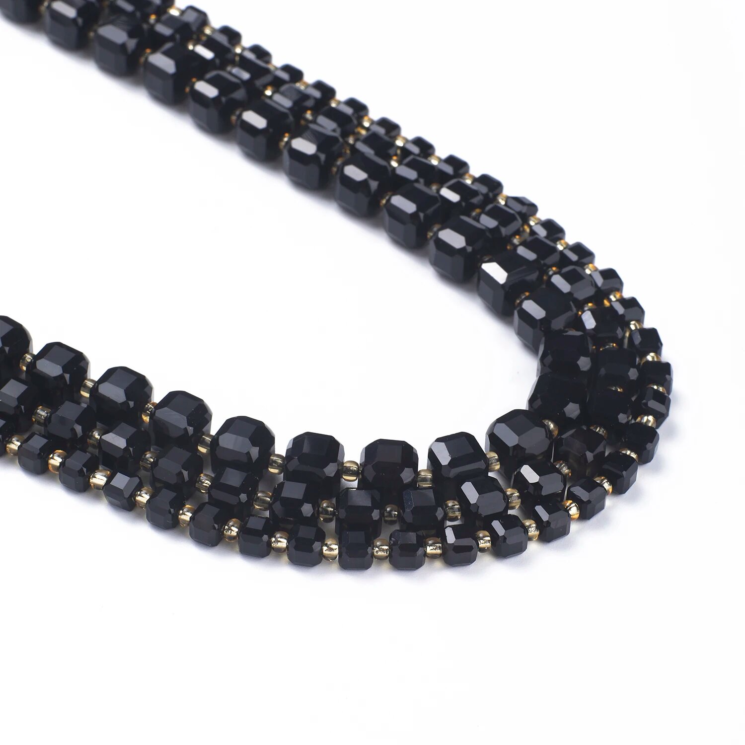 Бусины из черного обсидиана с фаской в виде кубического камня 5-5,5/6,8-7,3/8-8,5 мм, граненые квадратные каменные бусины для ожерелья, браслета «сделай сам»