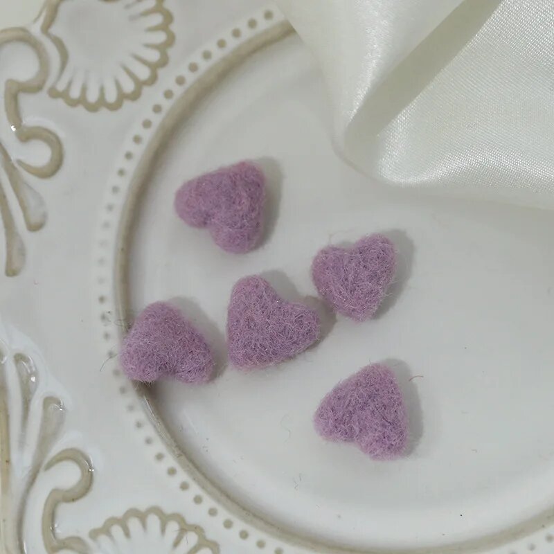 Шерстяной войлок сердечки HIBISCUSARA 10 шт. Сиреневый, лавандовый