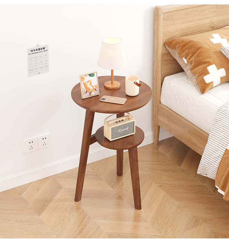 Столик кухонный, круглый, двухъярусный, из натурального дерева