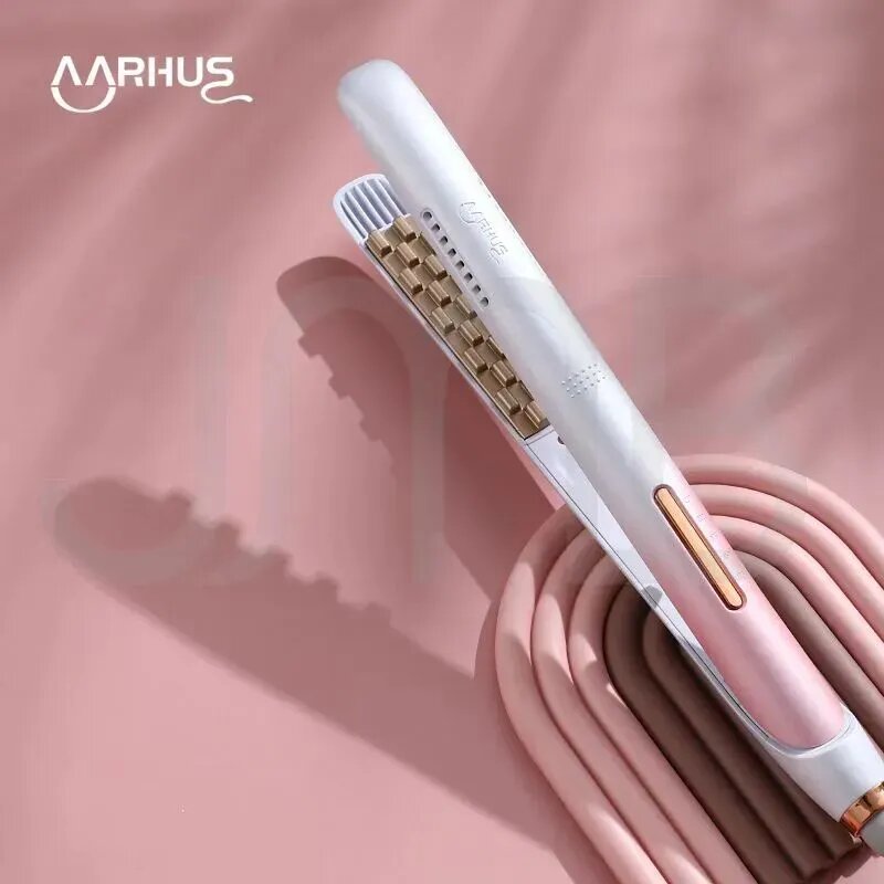 Плойка-стайлер гофре для волос Aarhus 40 Вт с LED индикатором, керамическими пластинами, 5 режимов, розовый — фото 1