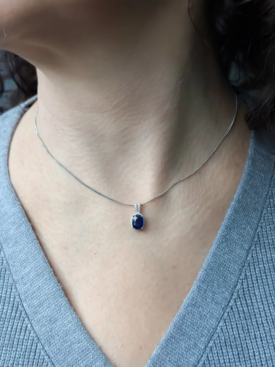 Подвеска, серебро, 925 проба, золочение, родирование, сапфир, фианит