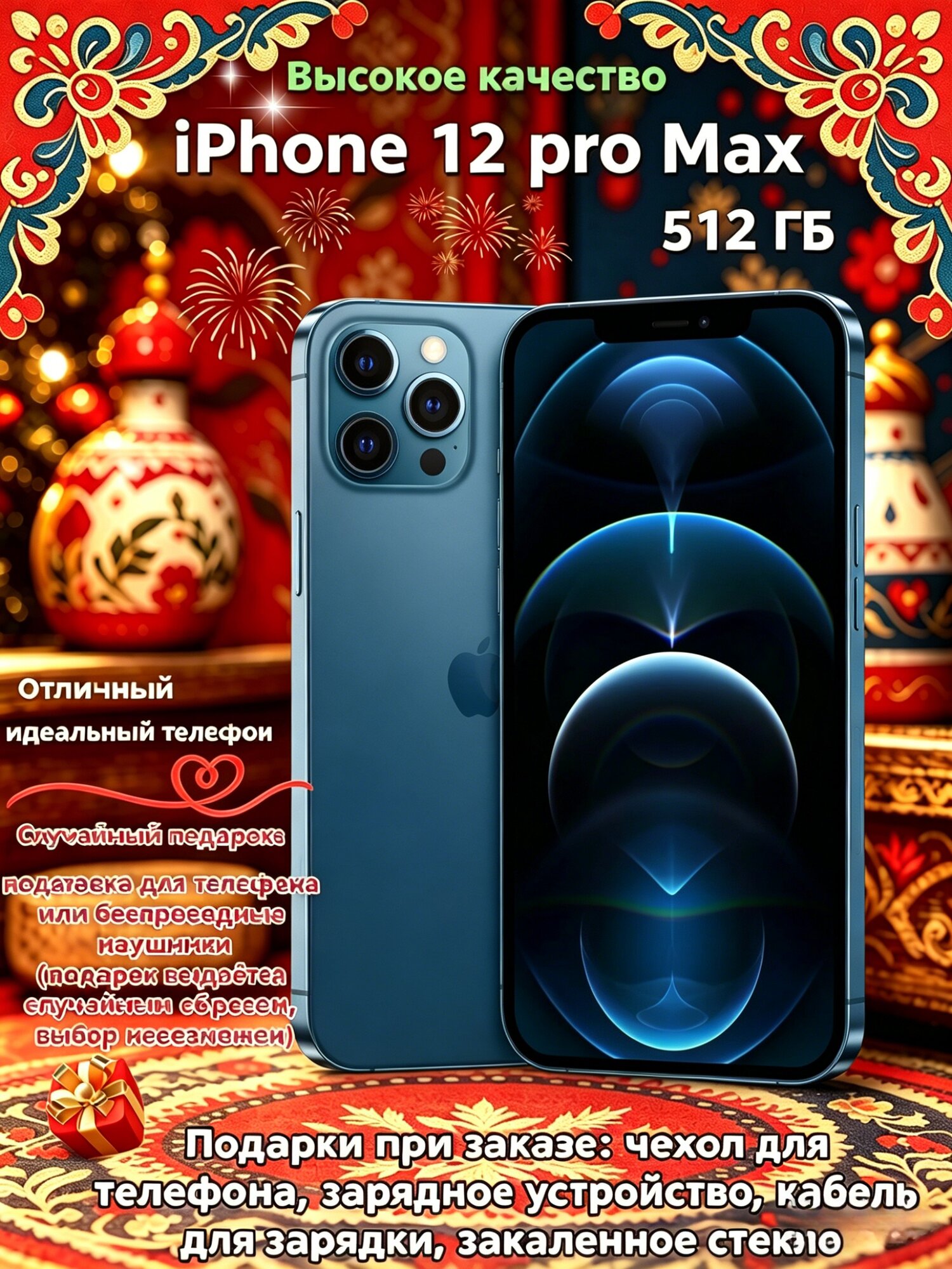 Смартфон Apple Iphone 12 Pro Max 512 ГБ (Pacific Blue), (nano SIM, ESIM)