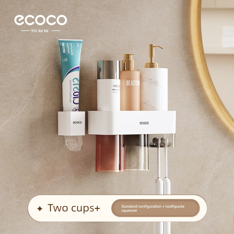 Держатель для зубных щеток ecoco/ECOCO, настенный, без сверления, магнитный, в форме чашки, с перевернутой подставкой