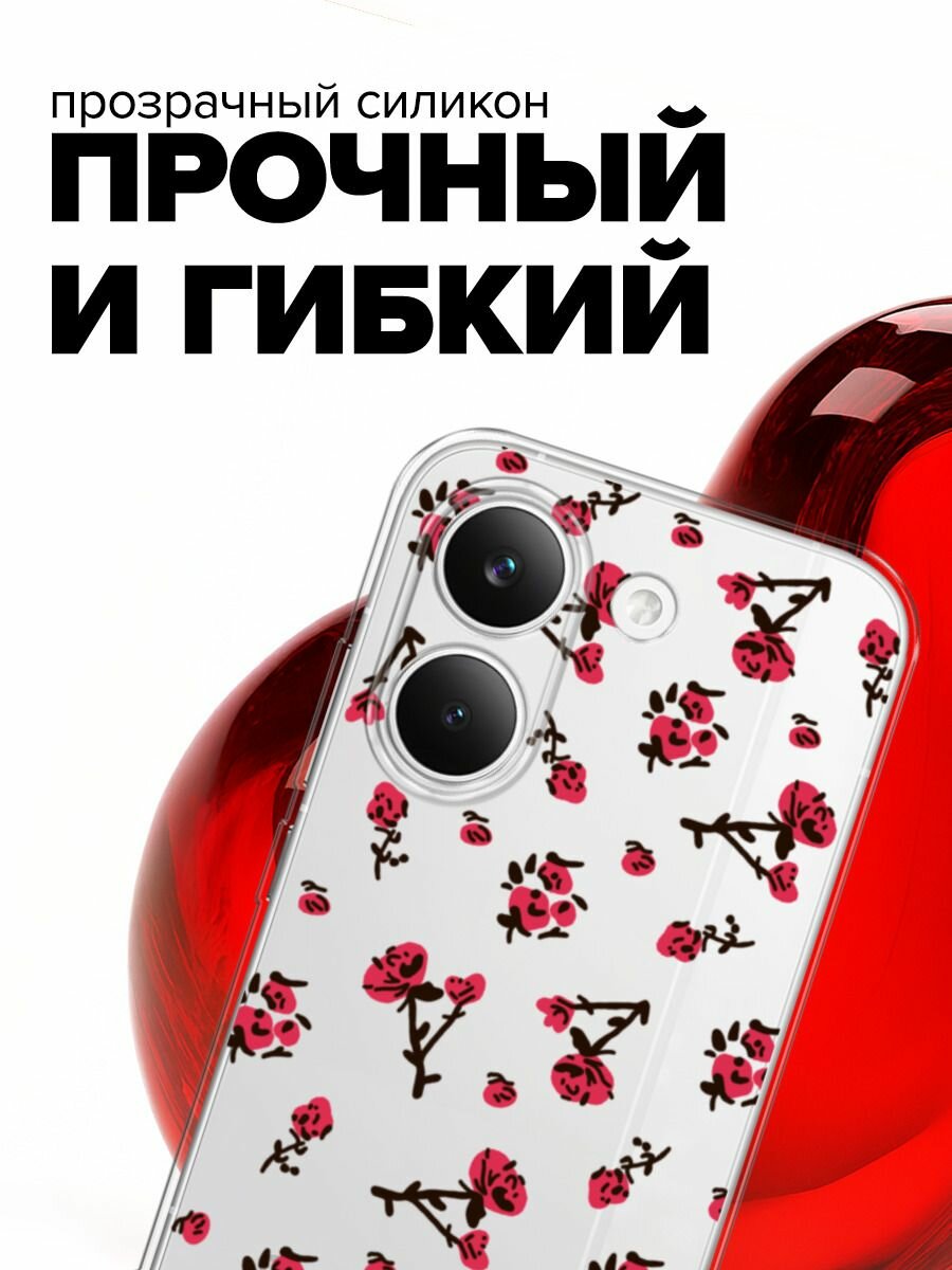 Чехол на Poco X8 Pro / Поко X8 Про с принтом Паттерн красные розы — фото 1