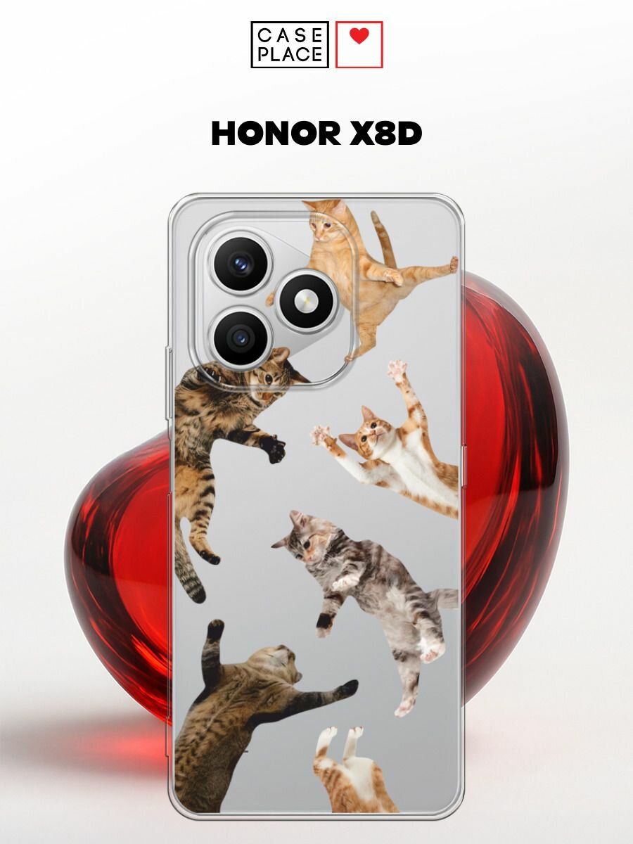 Силиконовый чехол на Honor X8d / Хонор X8d с принтом Смешные коты