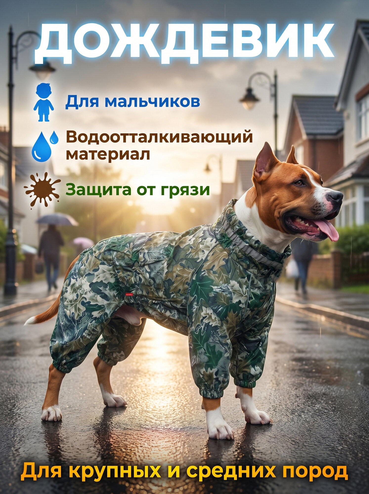 Дождевик для собак мальчиков (крупные и средние породы)