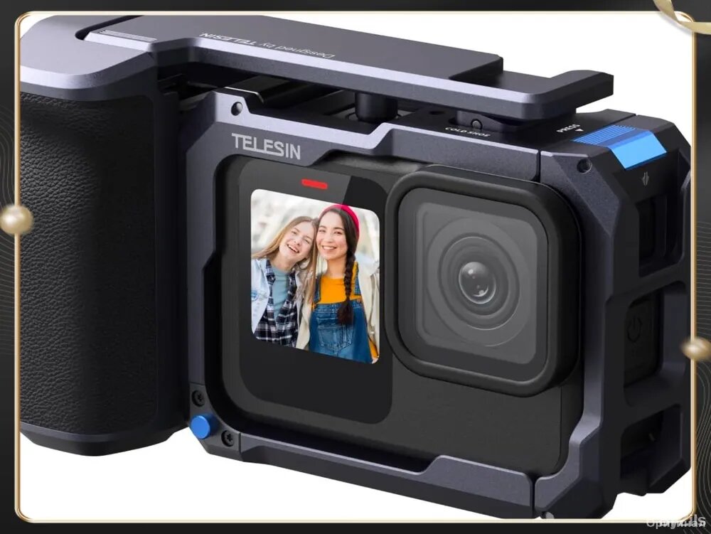 Эксклюзивный металлический каркас TELESIN Street Grip для Hero 913 комплектуется качающимся креплением, прочным корпусом и дополнительным слотом для TF карты