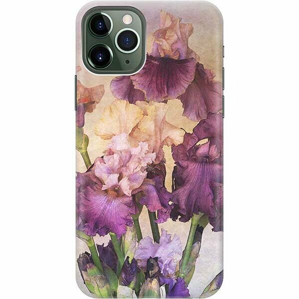 Силиконовый чехол на Apple iPhone 11 Pro Max / Эпл Айфон 11 Про Макс с рисунком "Фиолетовые цветы"