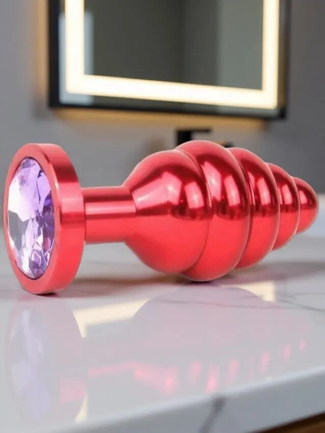 Втулка анальная RED PLUG SMALL (красная), L 71 мм D 29 мм, вес 60г, цвет кристалла светло-фиолетовый