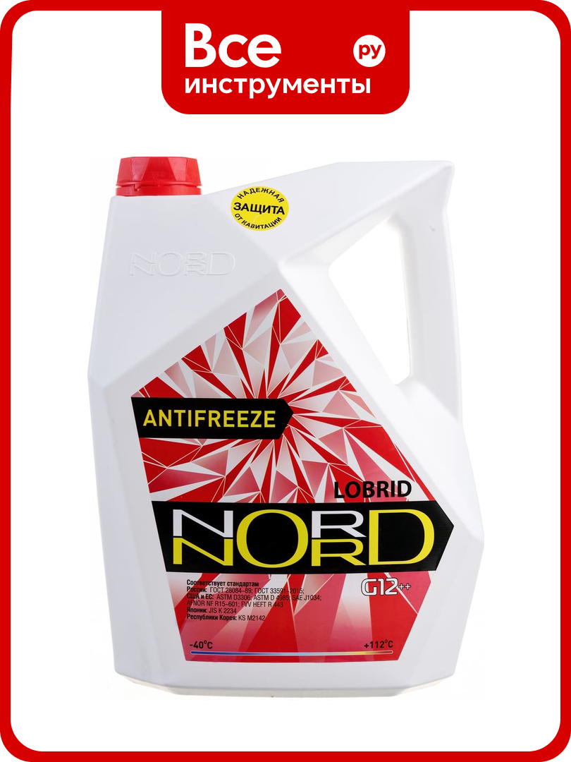 Антифриз NORD NR20485, G12+, лобридный, канистра, красный, 10 кг