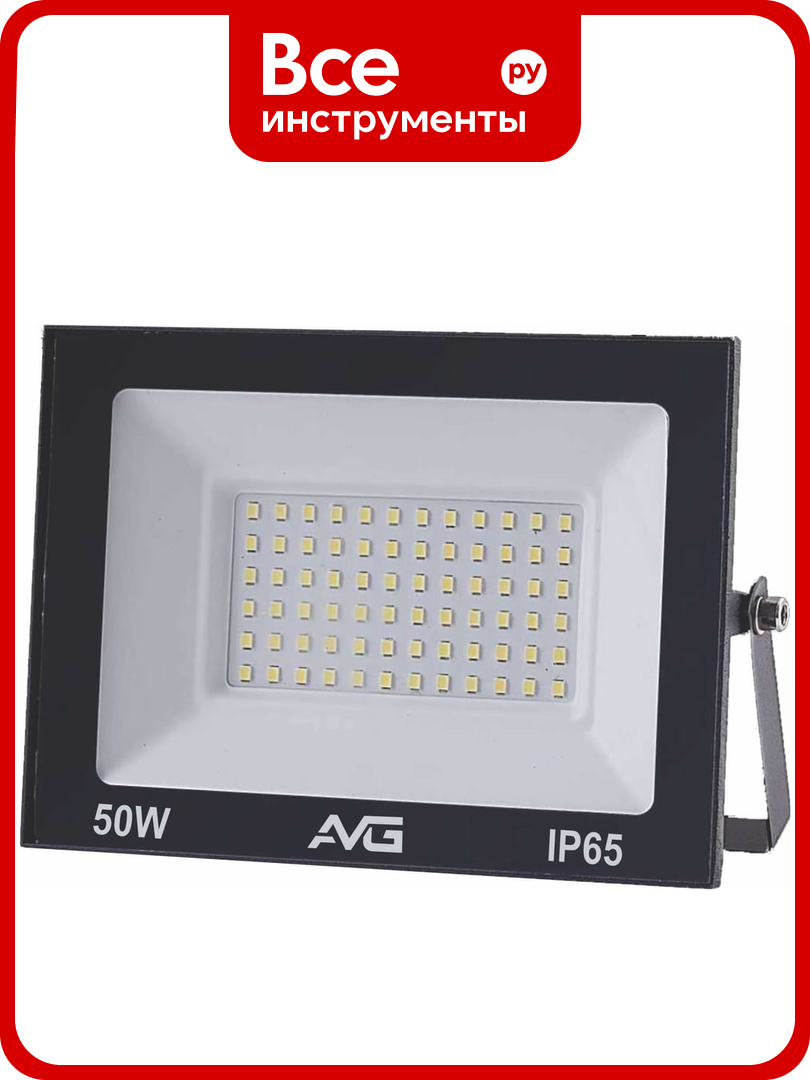 Прожектор светодиодный AVG серия 6 SDO-6 50Вт, 200-240В, 6500К, 150x30x115мм, IP65, черный серия 6 50ВТ