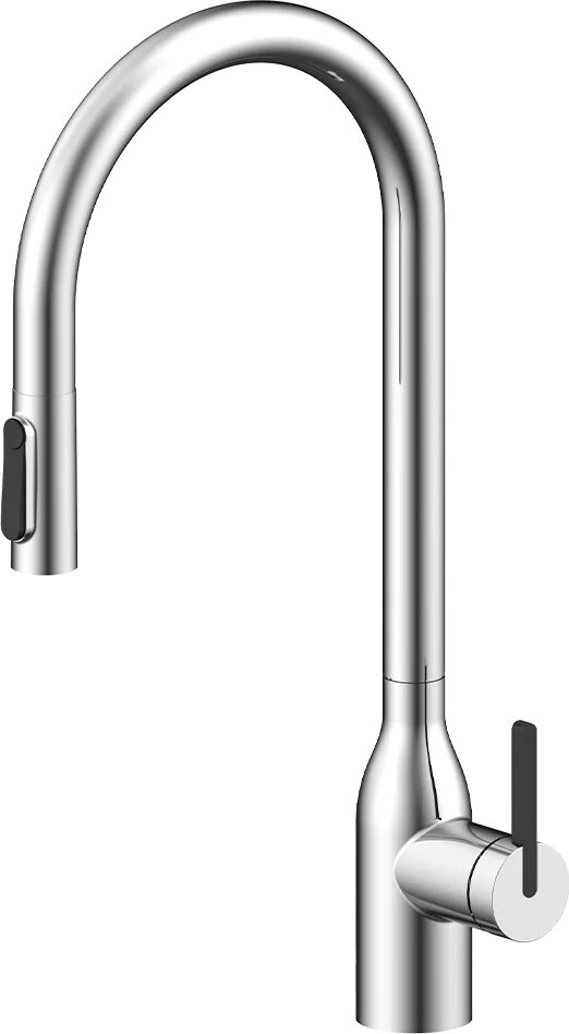 Смеситель для кухни Paulmark Universal Un213880-CR с краном для питьевой воды, с поворотным изливом, хром, глянцевый, однорычажный, с керамическим картриджем