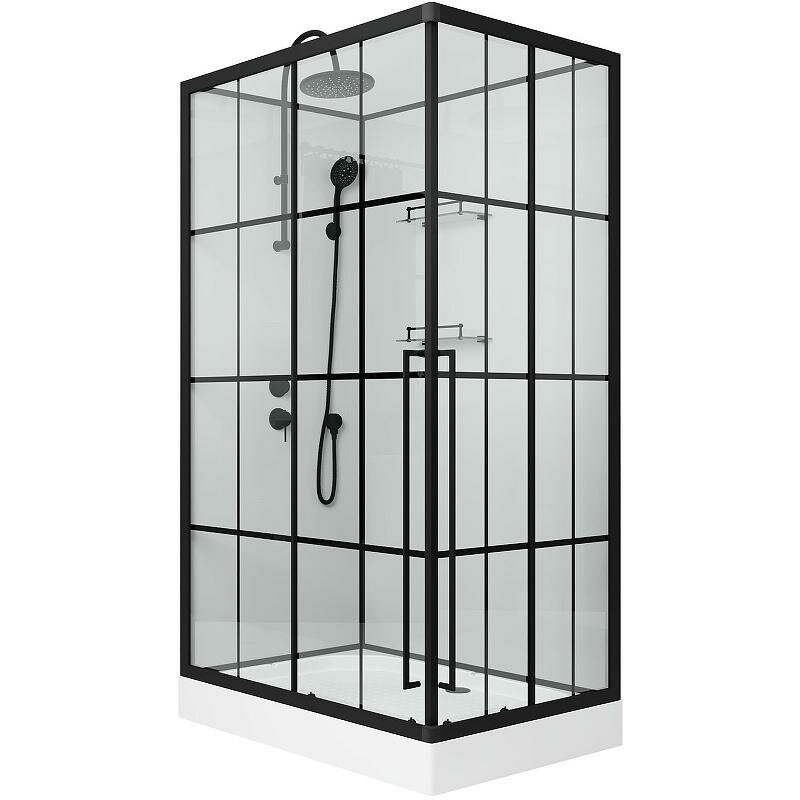 Душевая кабина Niagara Standart 100x80 ST100 80 15QL KL BKT черный профиль, без гидромассажа, левая