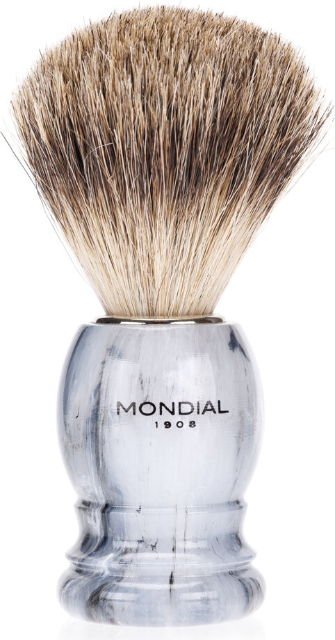 MONDIAL Помазок для бритья с ворсом барсука, серый Shaving Brush Badger Gray
