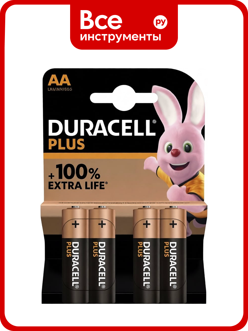 Батарейка Duracell PLUS AA BL4 щелочная RPL00667