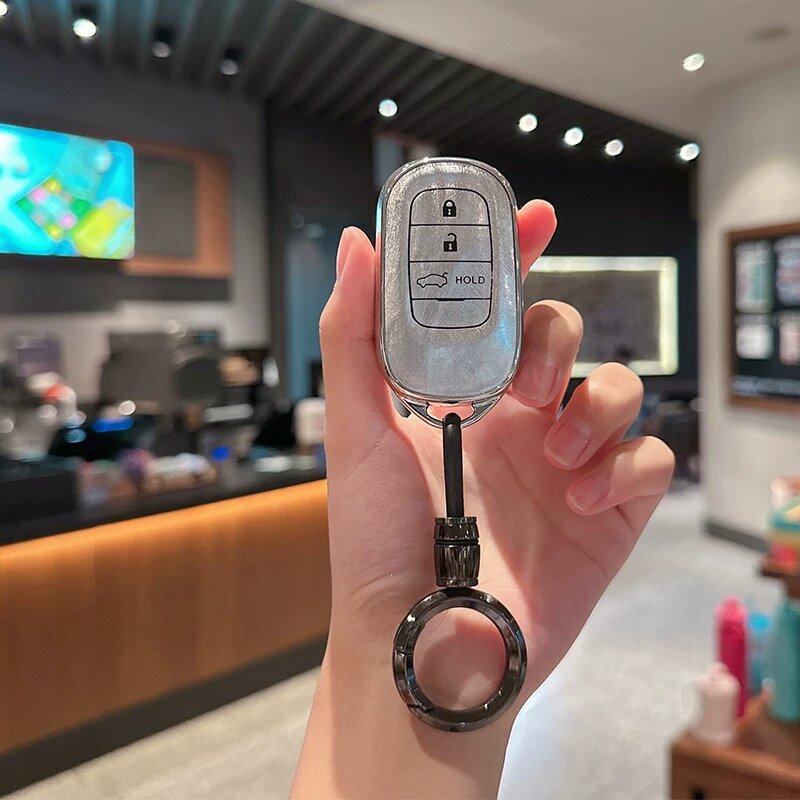 Серый чехол для ключа с цветом оружия для Honda CR-V, Civic, Accord — удобный круглый зажим (стиль N)