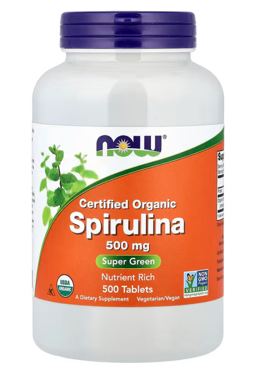 NOW Foods, сертифицированная органическая спирулина, Spirulina, 500 мг, 500 таблеток