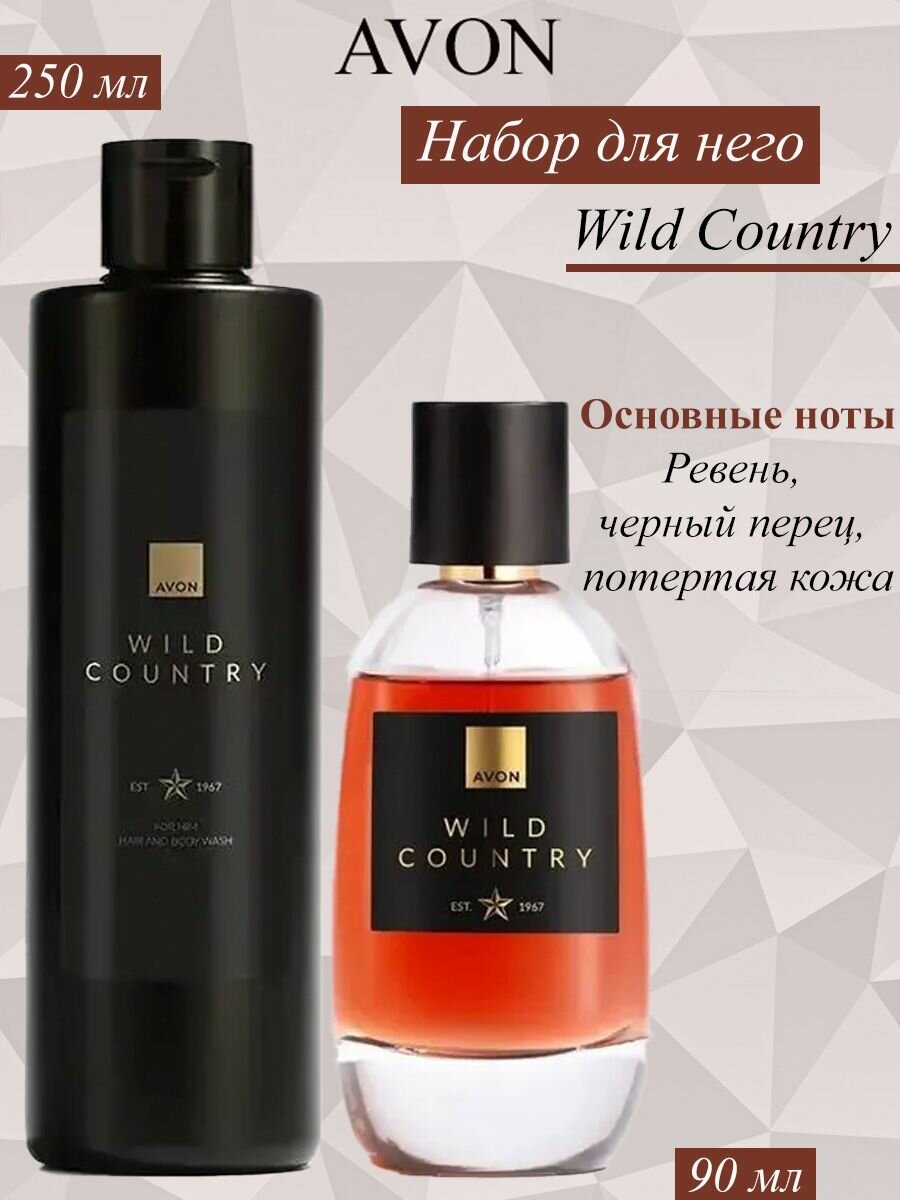 AVON/Эйвон Парфюмерный набор Wild Country (Вилд Кантри) Туалетная вода 90мл и Шампунь-гель для душа 250мл