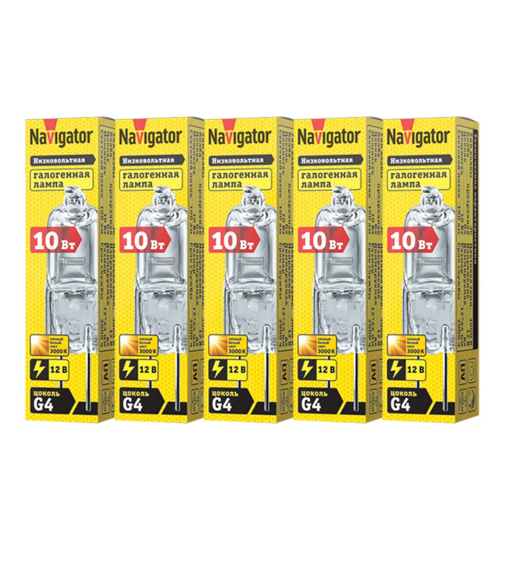 Лампа галогенная капсульного типа Navigator 94 209 JC 10W clear G4 12V 2000h, упаковка 5 шт.
