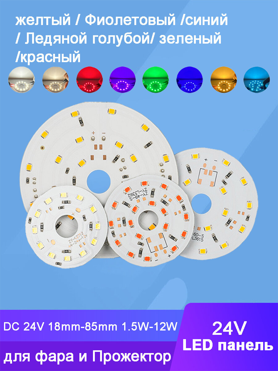 LED панель, 24В, 12 Вт, зеленый, 85 мм, 2 шт
