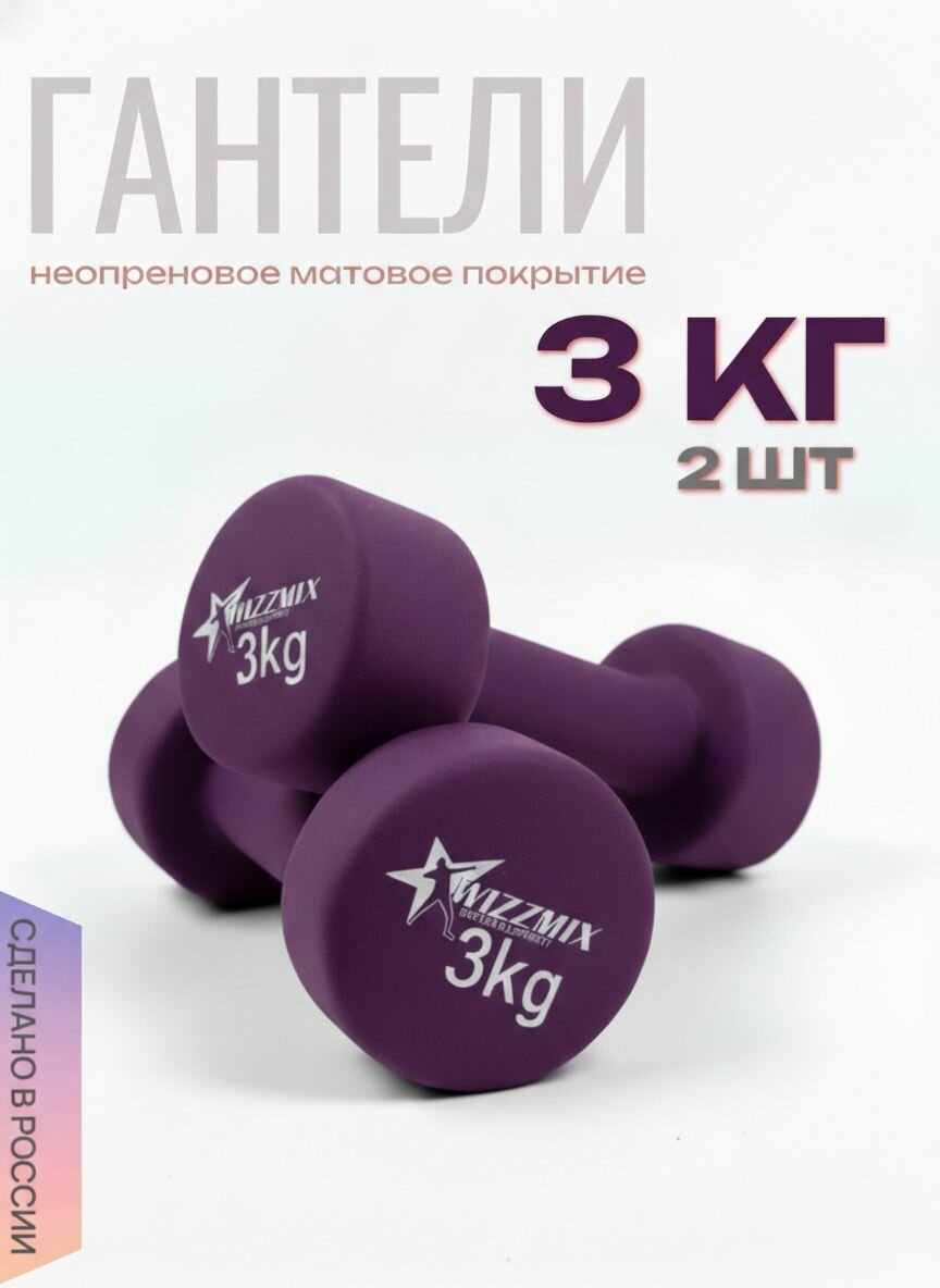 Гантели 3 кг 2 шт в наборе. общий вес 6 кг