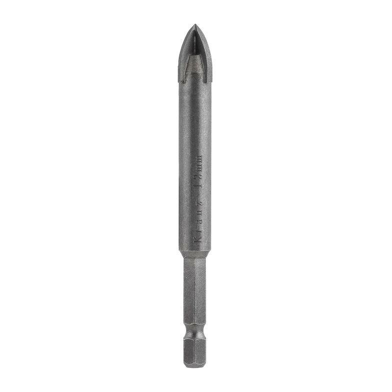 Сверло по стеклу и керамике 12мм 4 грани шестигранный хвостовик Kranz KR-91-0652