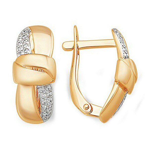 Серьги, красное золото, 585 проба, фианит