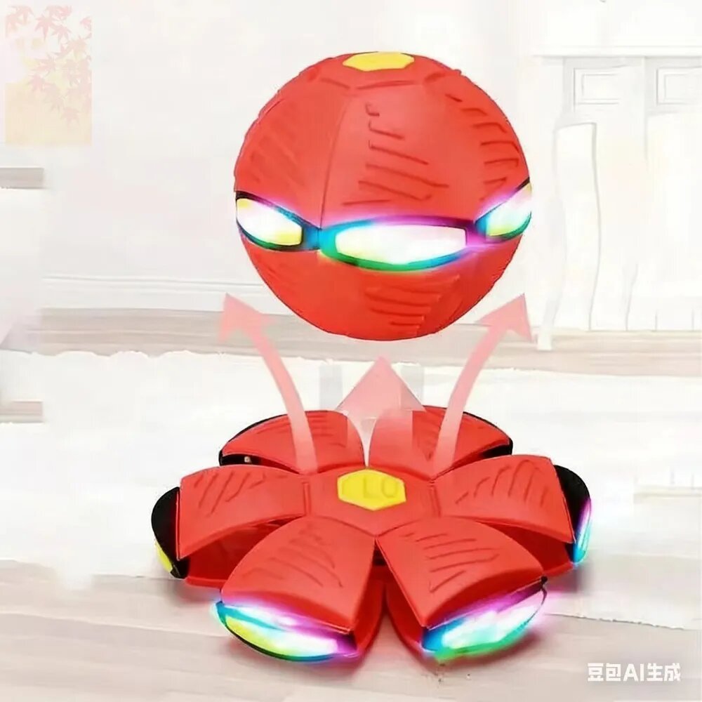 Летающий плоский трансформер диск - мяч Flat Ball Disk фрисби с подсветкой / Мяч трансформер со световыми эффектами