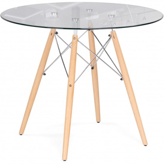 Стол обеденный Woodville стеклянный PT-151 80х80х76 clear glass / wood