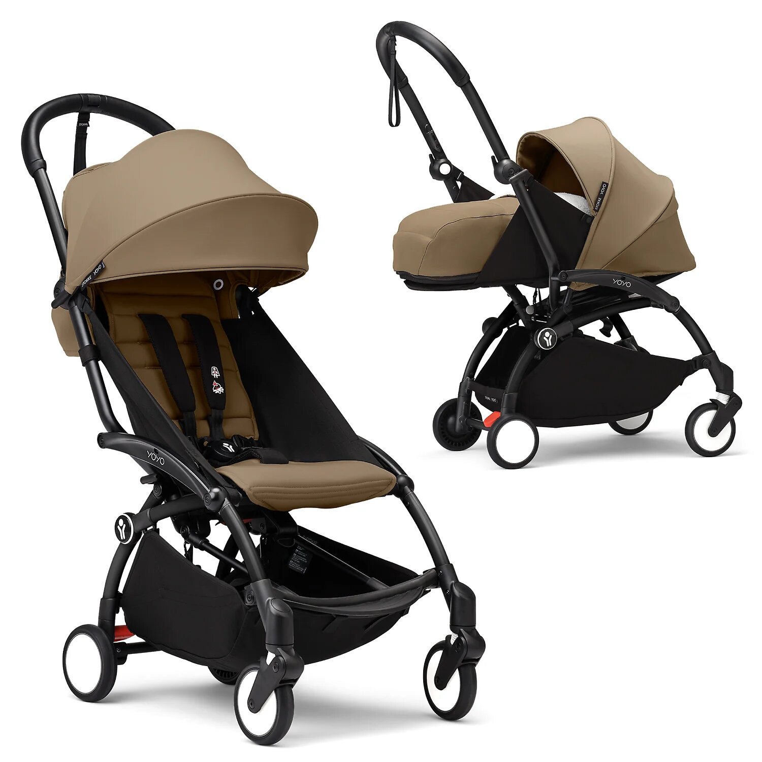Детская коляска 2в1 Stokke YOYO 3 + Newborn Pack 0+, цвет Toffee / Black Frame (Кофейный / Чёрная рама)