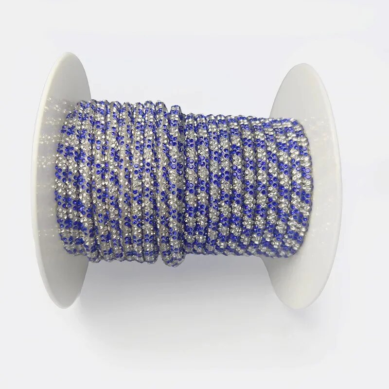 Лента блестящая радужная 3,5 мм нейлон 1 метр Royal blue White