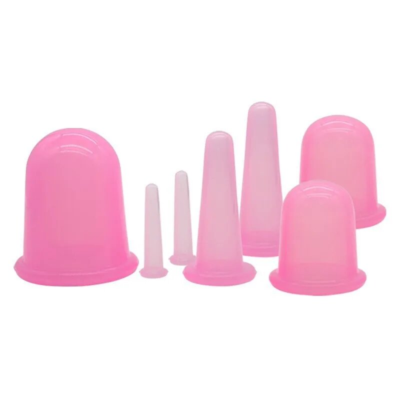 Набор силиконовых вакуумных массажных банок 4/7 шт. Pink 7pcs