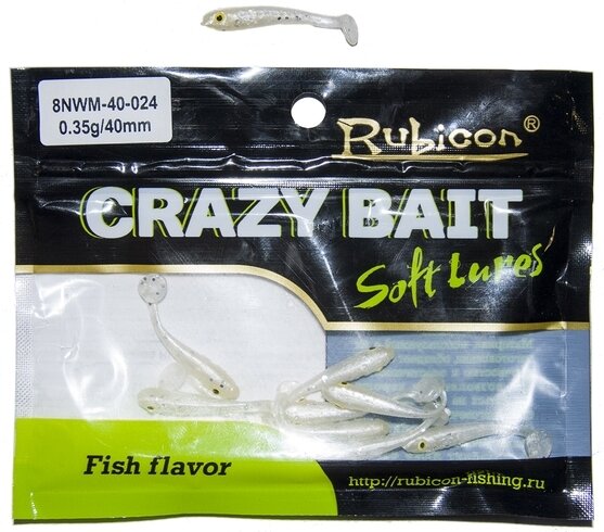 Съедобная силиконовая приманка RUBICON Crazy Bait NWM 0.35g, 40mm, цвет 024
