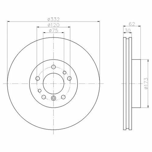 Тормозной диск передний Mintex MDC1131 для BMW X3 E83, X5 E53