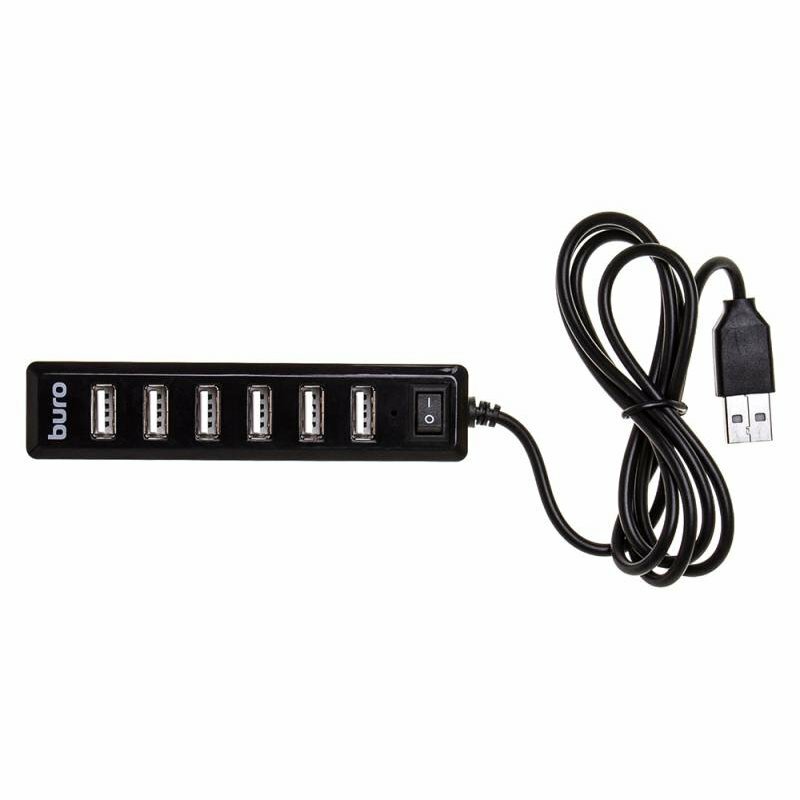 Разветвитель USB 2.0 Buro BU-HUB7-1.0-U2.0 7порт. черный