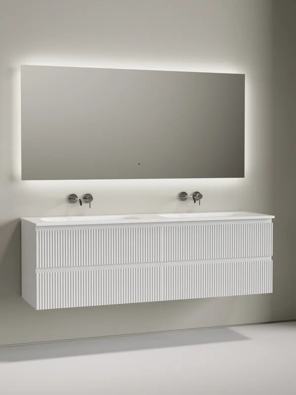 Комплект Тумба Sancos Snob R 80, bianco, 2 шт. + Раковина Ceramicanova Grace CN7023wx+ Донный Ceramicanova CN2000, 2 шт. + Смеситель Sancos Etna SC9004CH, 2 шт. + Зеркало Sancos Square 1600х800 SQ1600