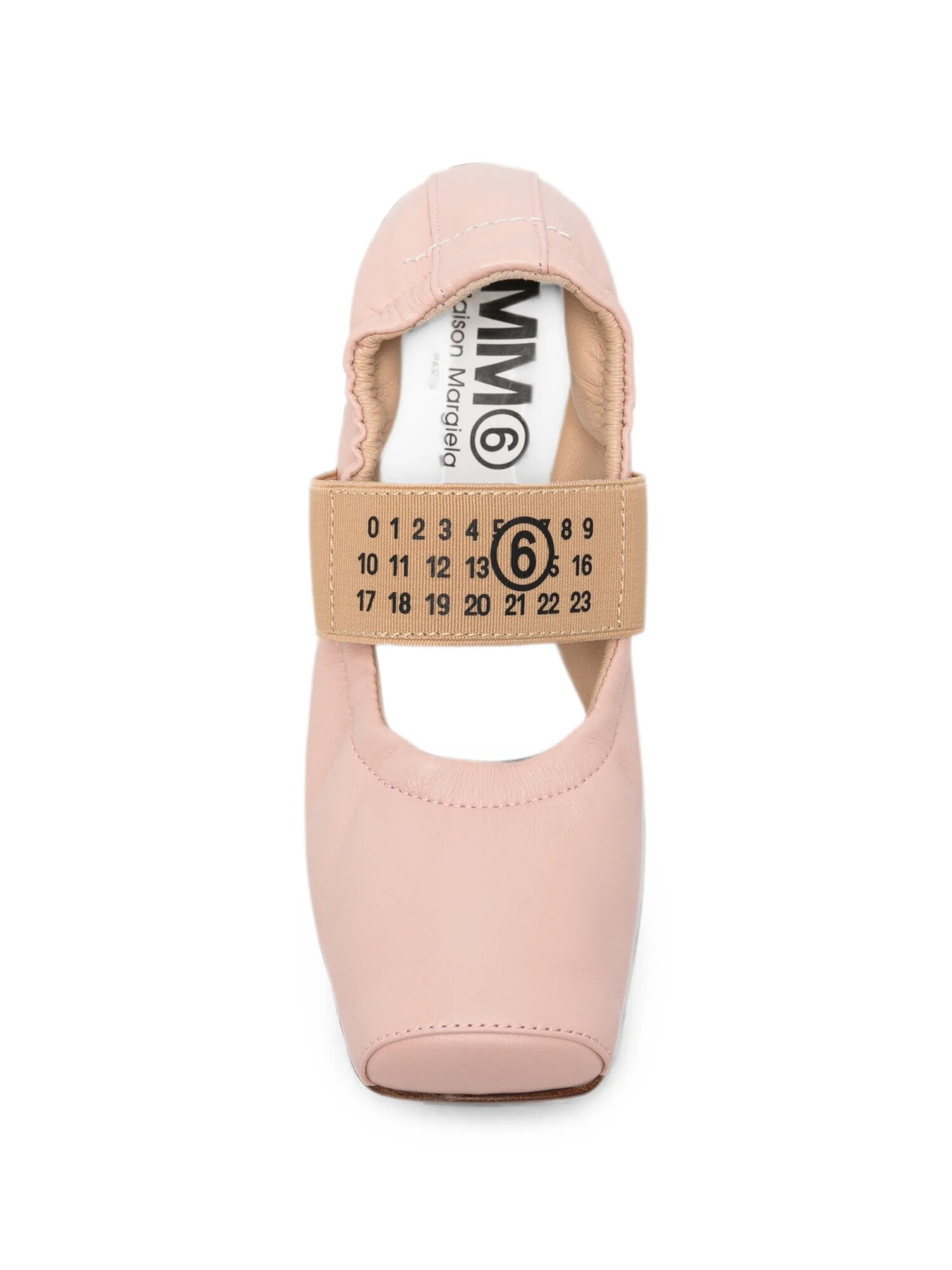 Балетки MM6 Logo-print square-toe ballet flats, размер 24, , розовый — фото 1