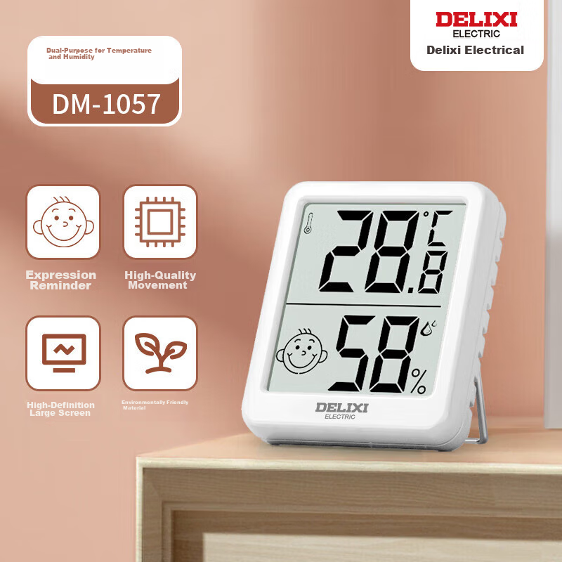 DELIXI Electronic Thermometer for Indoor, Car, Office, Home, Bathroom, Baby Room, Digital Display, High Precision Wall-Mounted Thermometer And Hygrometer