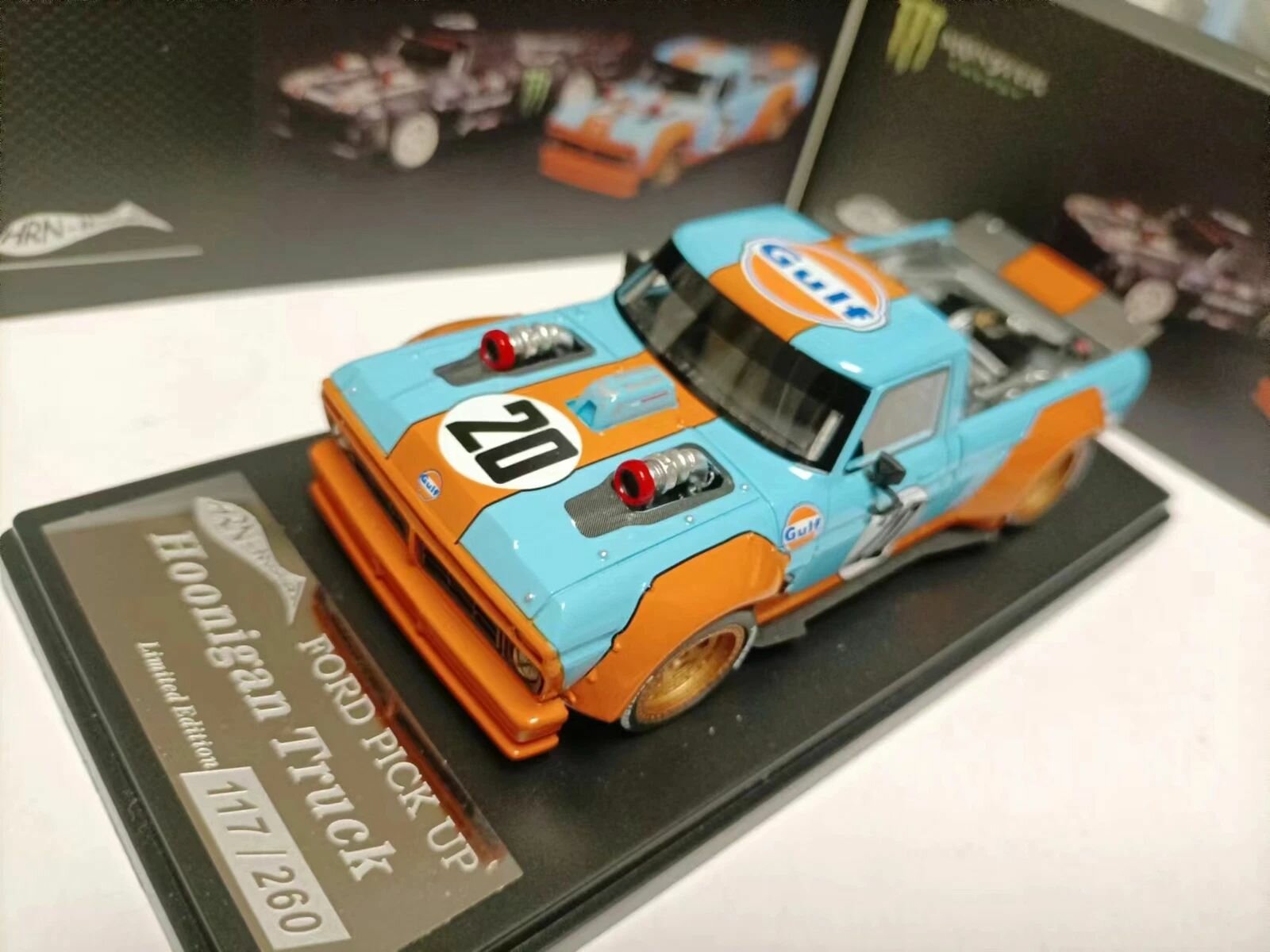 Машинка HRN Resin Model 1/43 Ford Mustang Hoonigan Pick-Up Truck GULF Blue Модель Легкосплавного Автомобиля