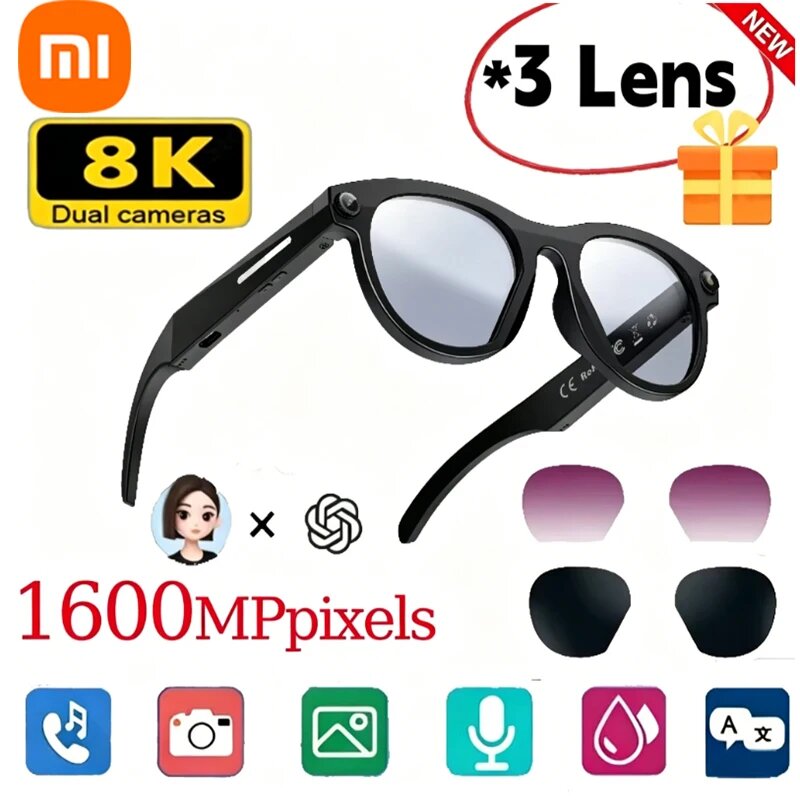 Xiaomi Smart AI Glasses 8K Dual Camera, black
