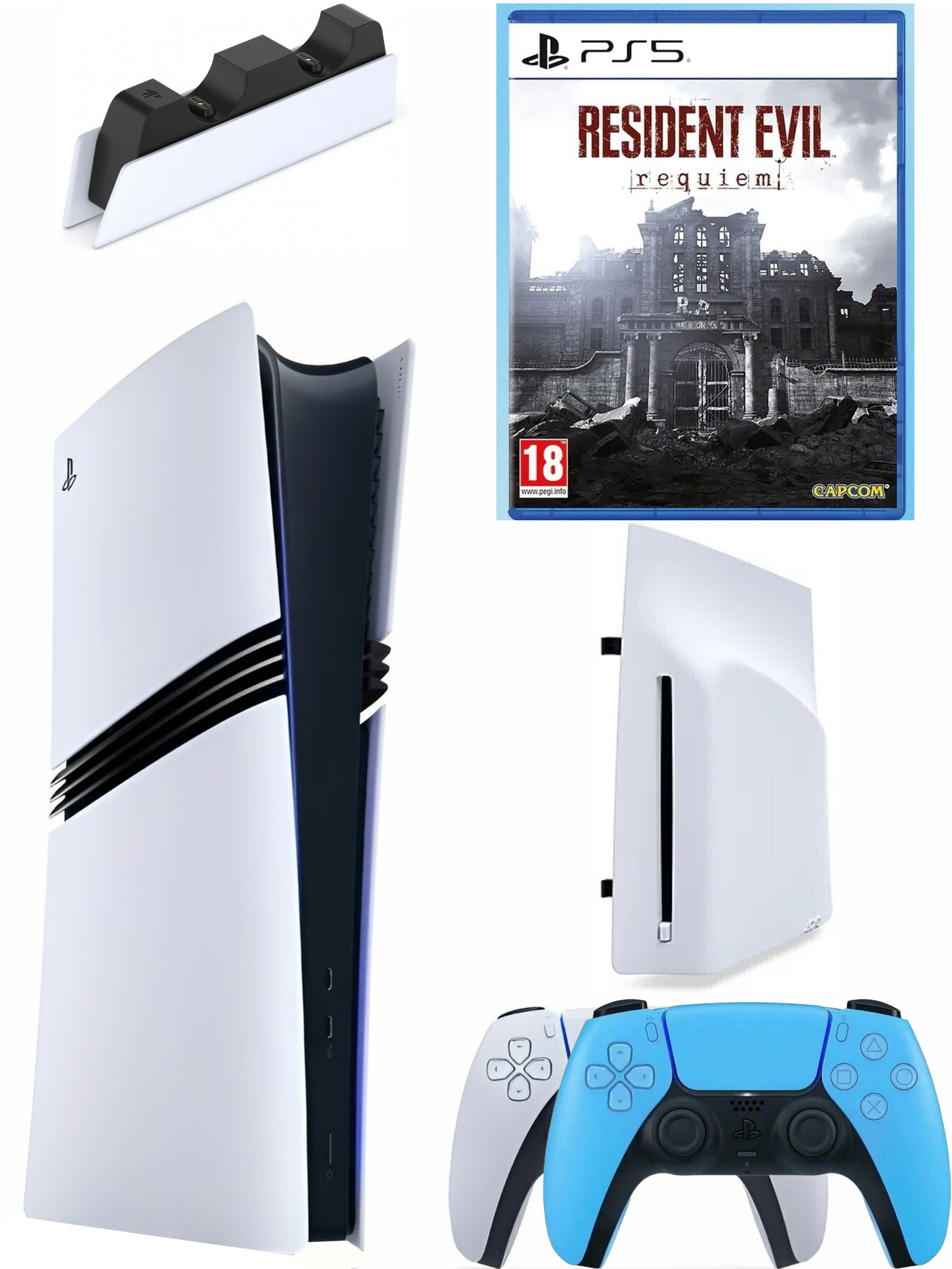 Игровая приставка Sony PS 5 Pro Digital Edition+Зарядная станция+ Дисковод +2-ой геймпад+ Resident Evil Requiem,2Tb SSD
