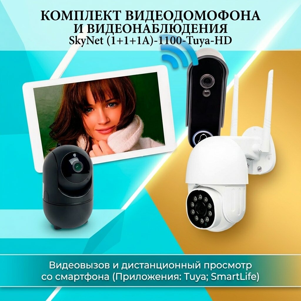Радиодомофон TUYA и 2 Wi-Fi камеры 5mp SkyNet (1+1+1)-1100