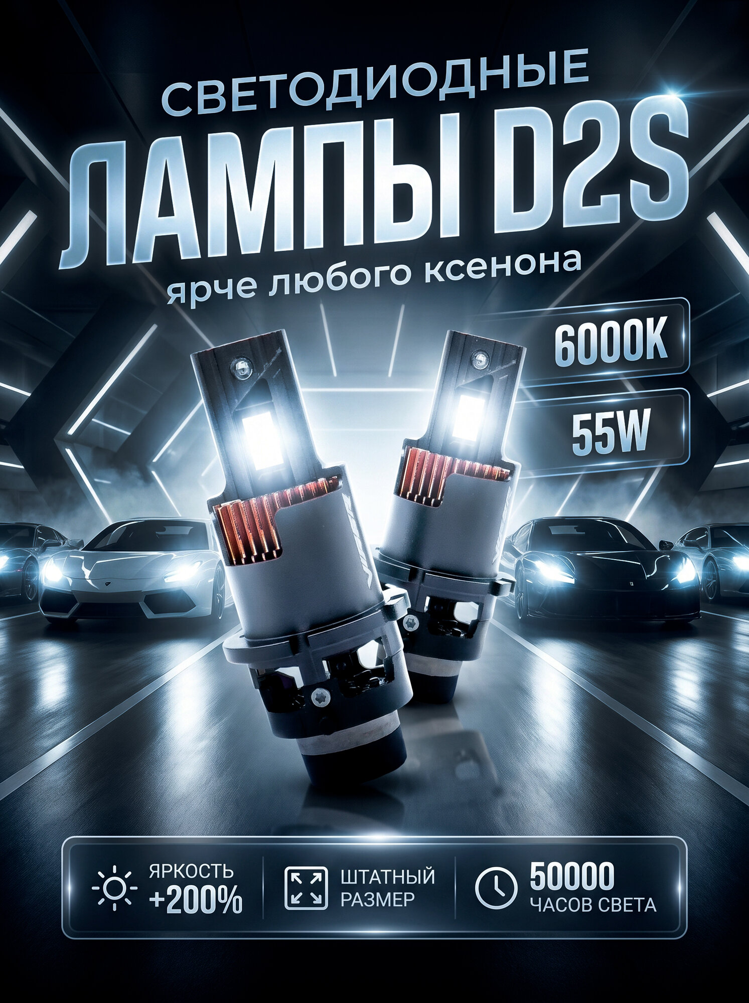 Светодиодные лампы Viper D2S LED на Mitsubishi ASX/ замена штатных ксеноновых ламп Д2C для Митсубиси asx