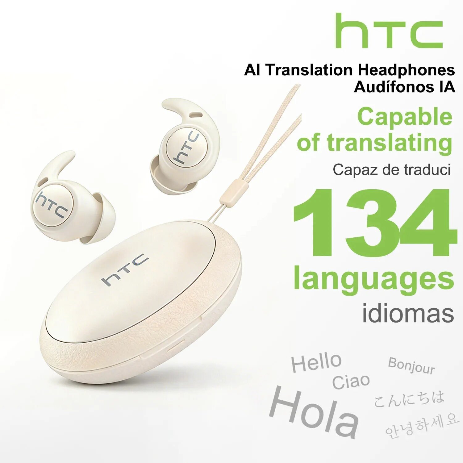 HTC NE76 оранжевые внутриканальные беспроводные наушники white AI