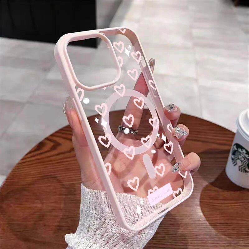 Чехол для iPhone 17 Pro Max, чехлы для iPhone 16 с розовым сердечным iPhone17 Про Макс, Розовый