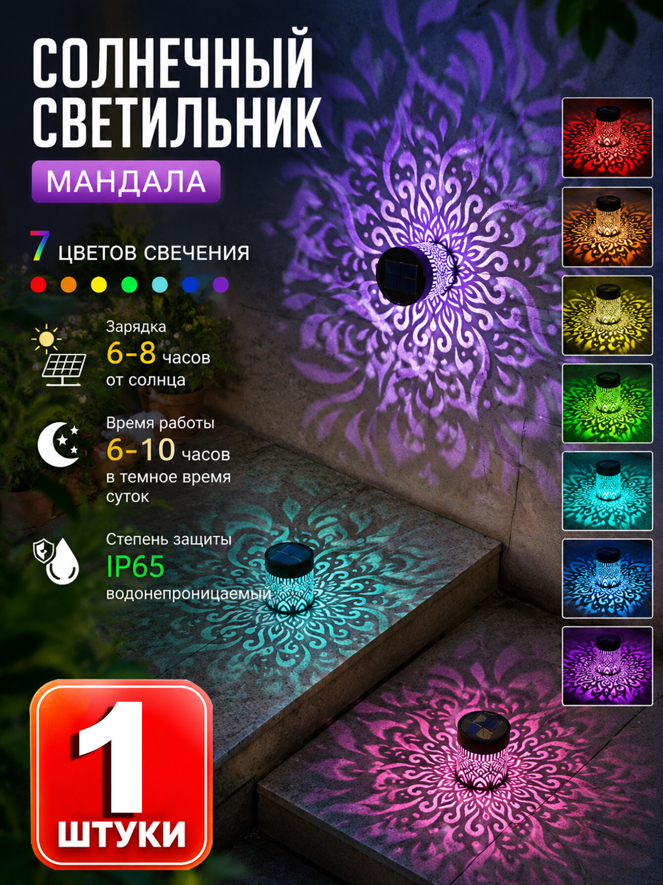 Уличный светильник, количество ламп:1шт